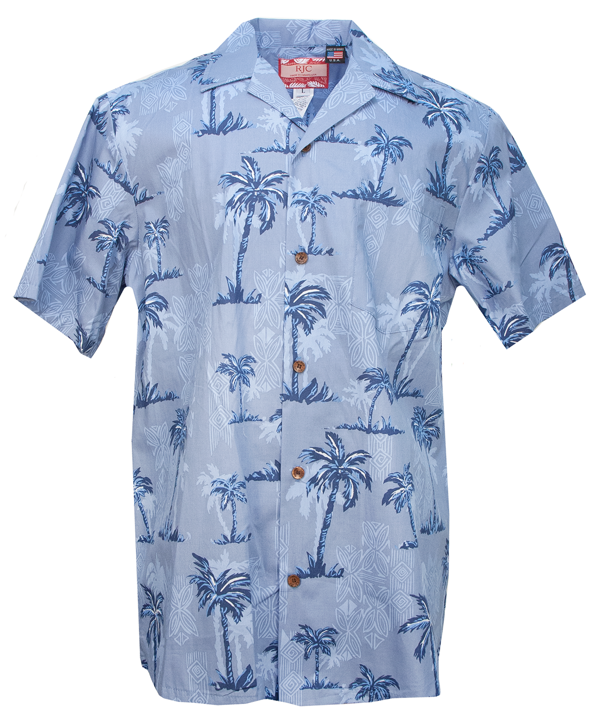 Palm Tree Tapa Mens Shirt in Blue – Paradise Clothing Co