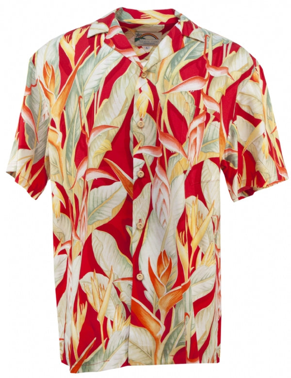 Heliconia Mens Shirt in Red – Paradise Clothing Co